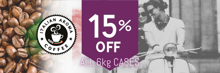 Italian Aroma Roasted Coffee Beans | 1kg Bags & 15% OFF on 6kg Cases